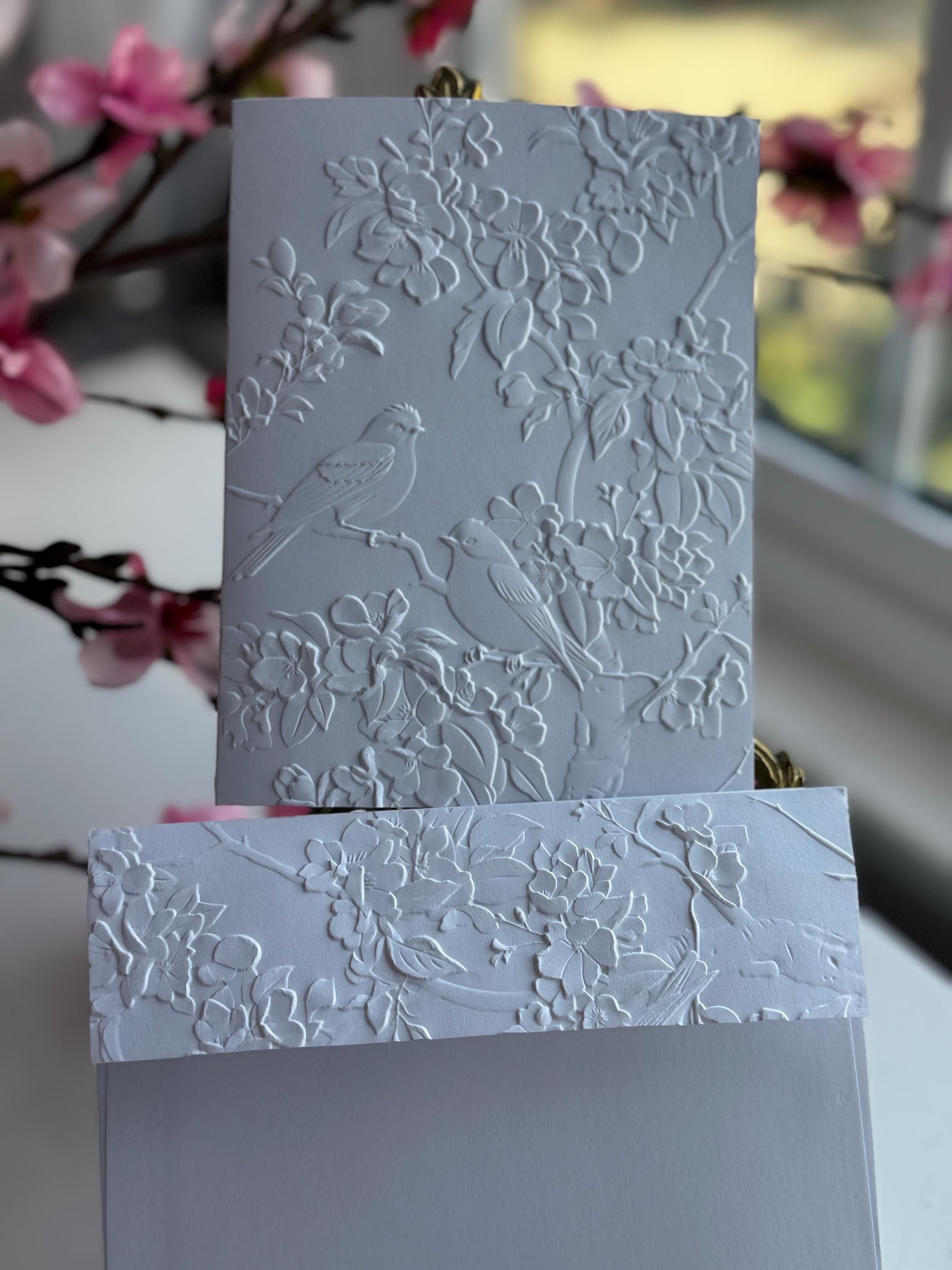 Embossed Birds & Branches Boxed Note Card Set Handmade Botanical ...