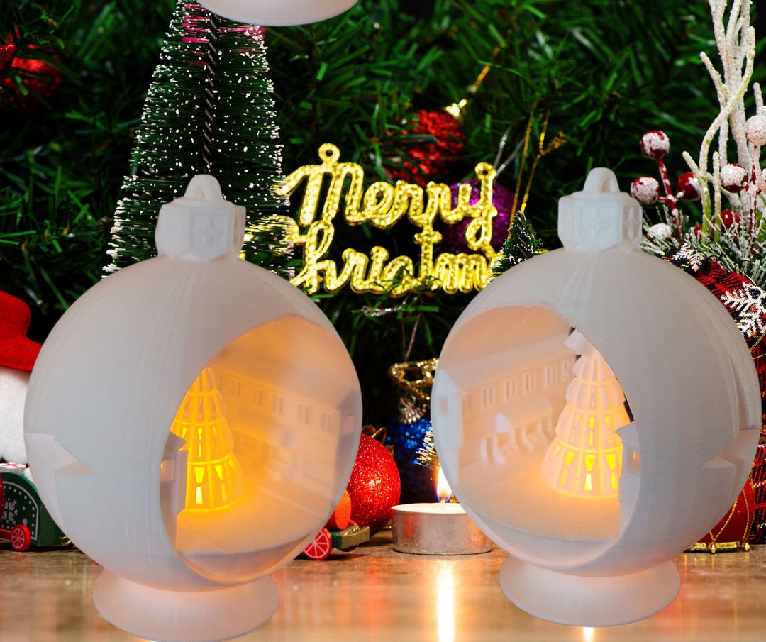 Christmas Tree LED Globe – 3D Printed in White PLA Filament - Etsy