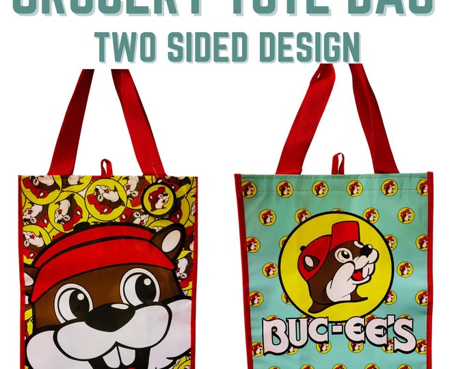 Buc-ee's Turquoise Two Sided Design Reusable Grocery Tote Bag, Shopping ...