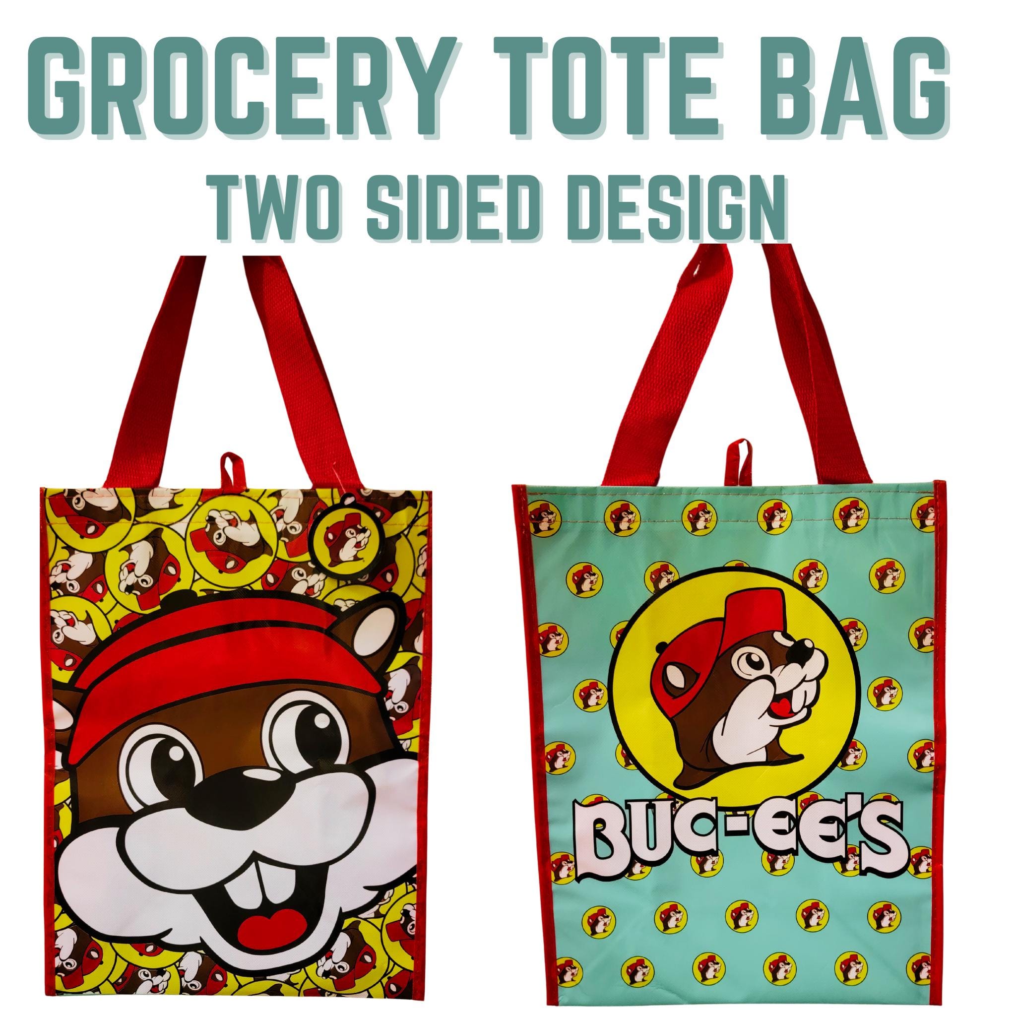 Buc-ee's Turquoise Two Sided Design Reusable Grocery Tote Bag, Shopping ...
