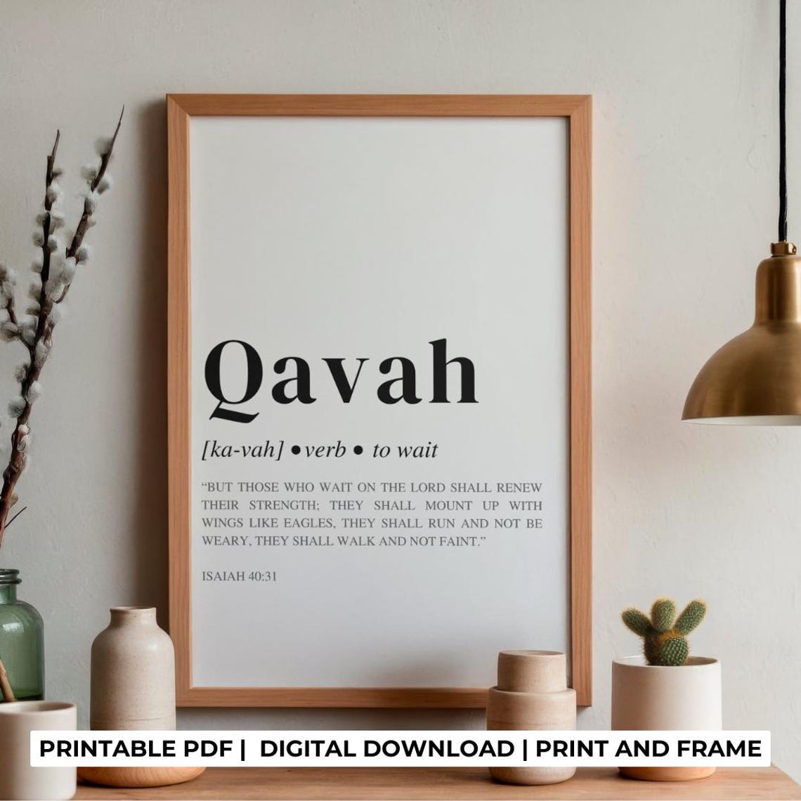 Qavah Scripture Print | Wait on the Lord | Christian Printable Wall Art ...