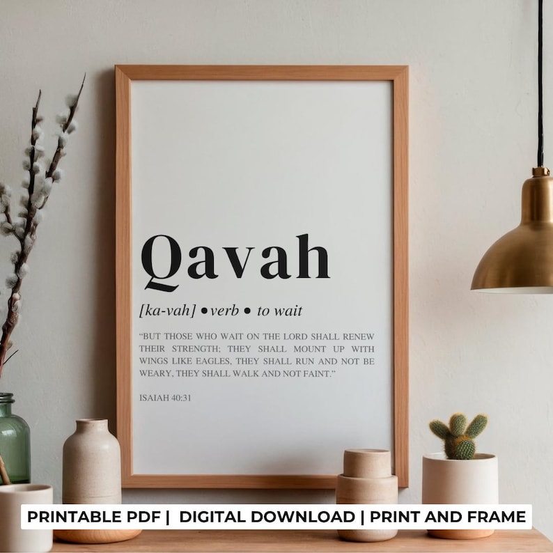 Qavah Scripture Print | Wait on the Lord | Christian Printable Wall Art ...