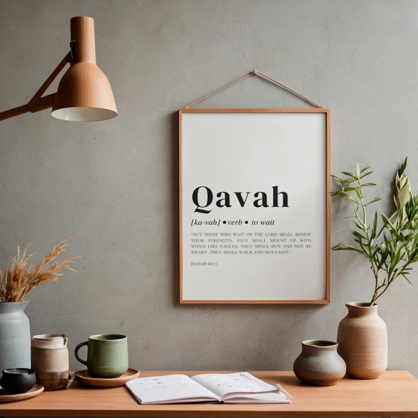 Qavah Scripture Print | Wait on the Lord | Christian Printable Wall Art ...