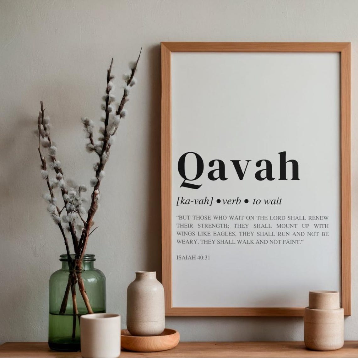 Qavah Scripture Print | Wait on the Lord | Christian Printable Wall Art ...
