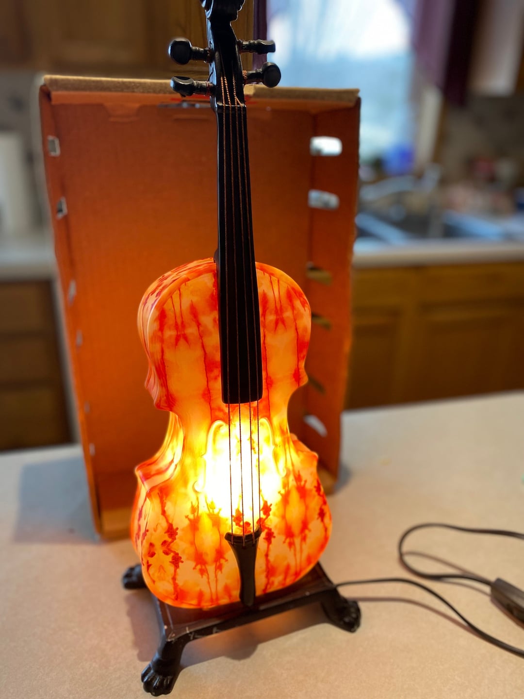 Vintage Glass Tiffany Dale Violin Lamp - Etsy