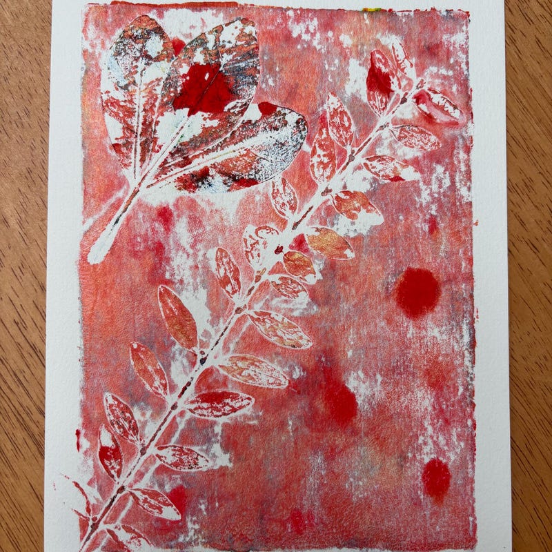 Red Gelli Printed Paper - Etsy UK