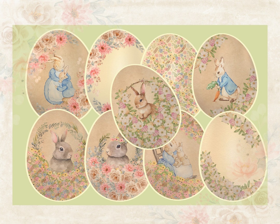 Easter Bunny Egg Sticker Printable Easter Egg Stickers Bunny Stickers ...