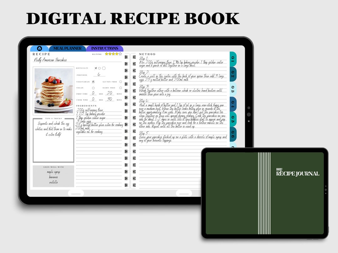 Digital Recipe Book for Goodnotes, Notability, Digital iPad Recipe ...