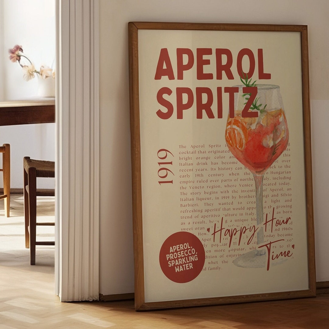 Aperol Spritz Cocktail Bar Sign for Home Cocktail Wall Art Bar Wall ...