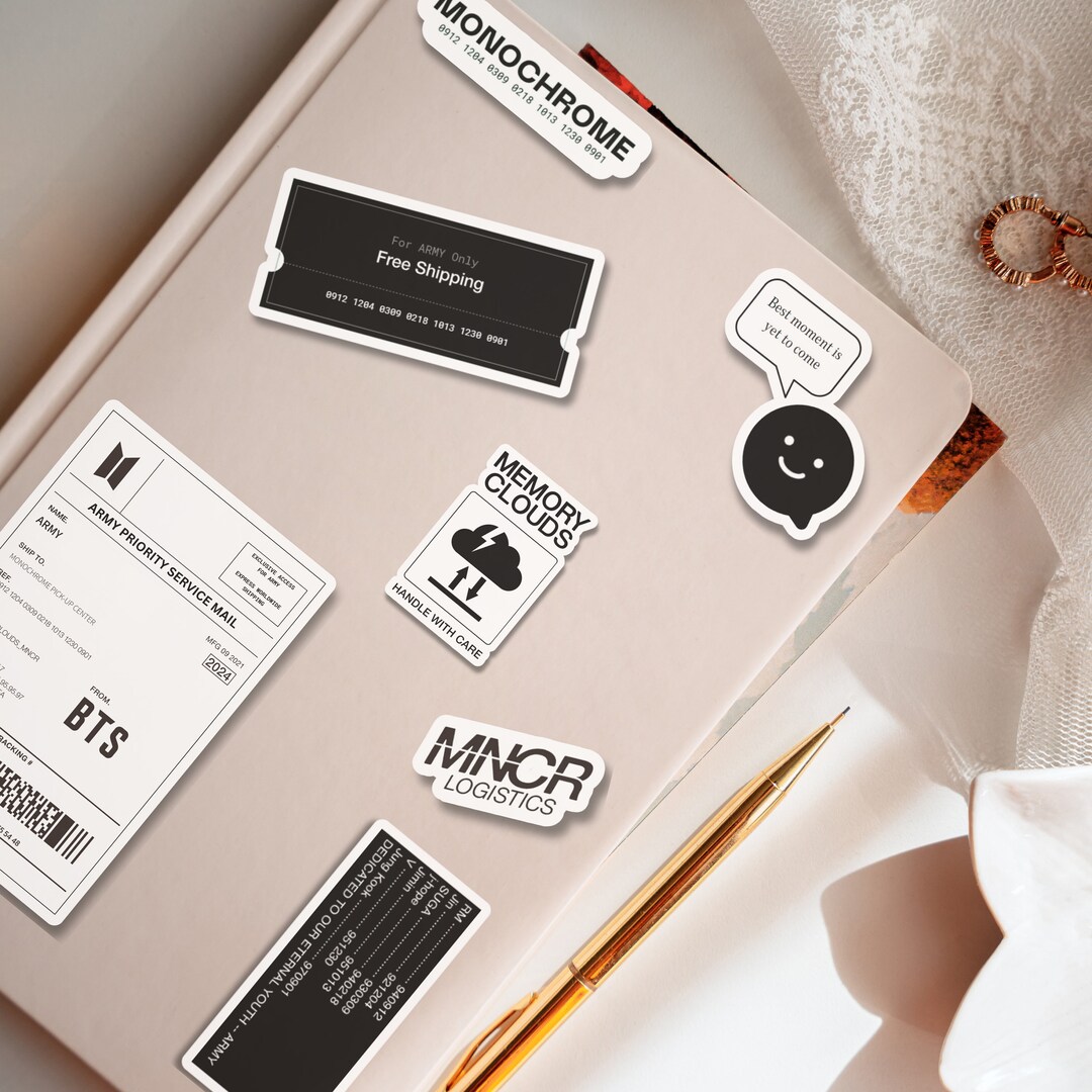 BTS Sticker Project Monochrome Sticker Set BTS Decal Bts Subtle Merch ...