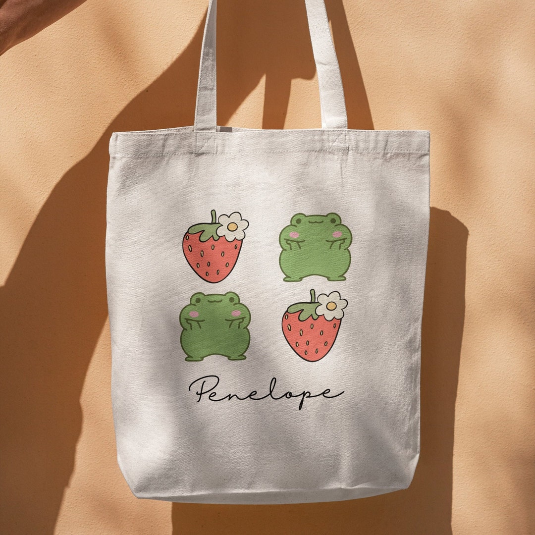 Frog Tote Bag Strawberry Bag Personalized Tote Bag Gift Custom Bag ...