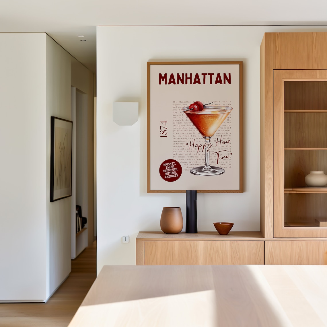 Cocktail Bar Sign Menu Card Kitchen Wall Decor Apartment Gift Idea for ...