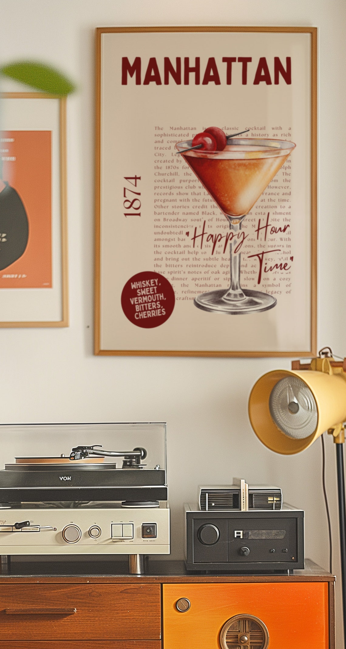 Cocktail Bar Sign Menu Card Kitchen Wall Decor Apartment Gift Idea for ...