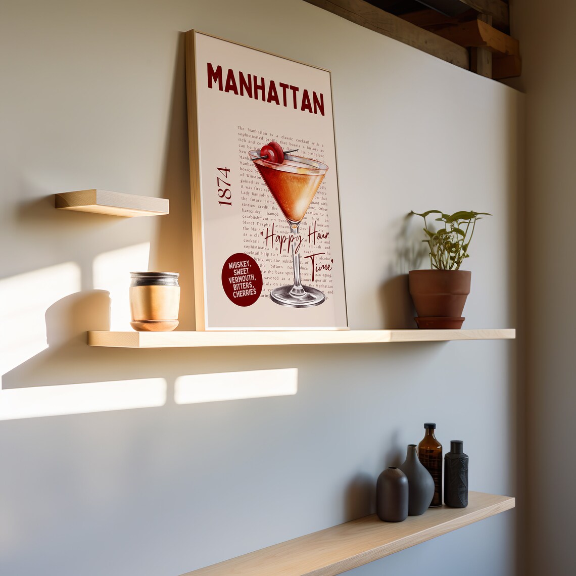 Cocktail Bar Sign Menu Card Kitchen Wall Decor Apartment Gift Idea for ...