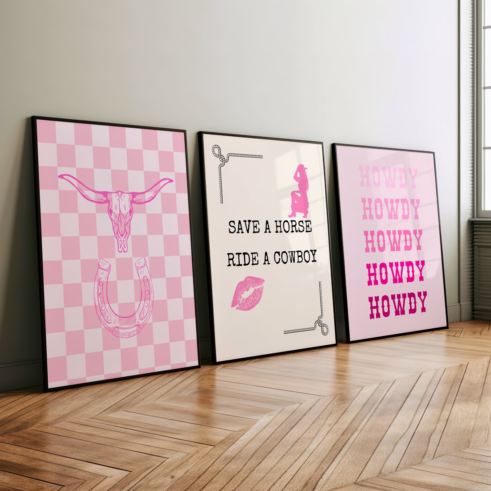 Trendy Western Wall Art Retro Cowgirl Aesthetic Pink Wall Art Cowboy ...