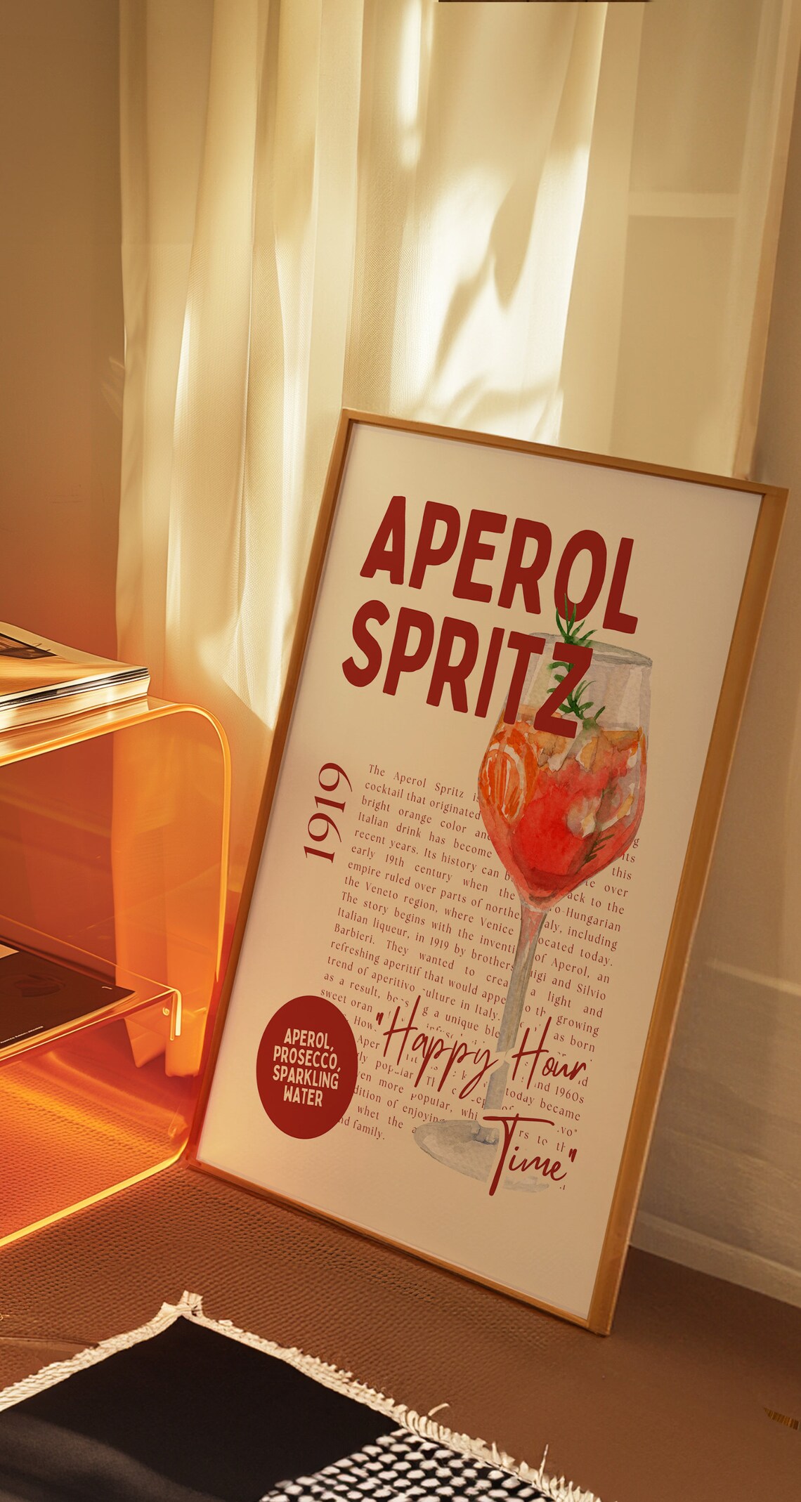 Aperol Spritz Cocktail Bar Sign for Home Cocktail Wall Art Bar Wall ...