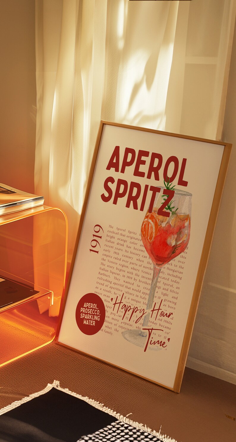 Aperol Spritz Cocktail Bar Sign for Home Cocktail Wall Art Bar Wall ...