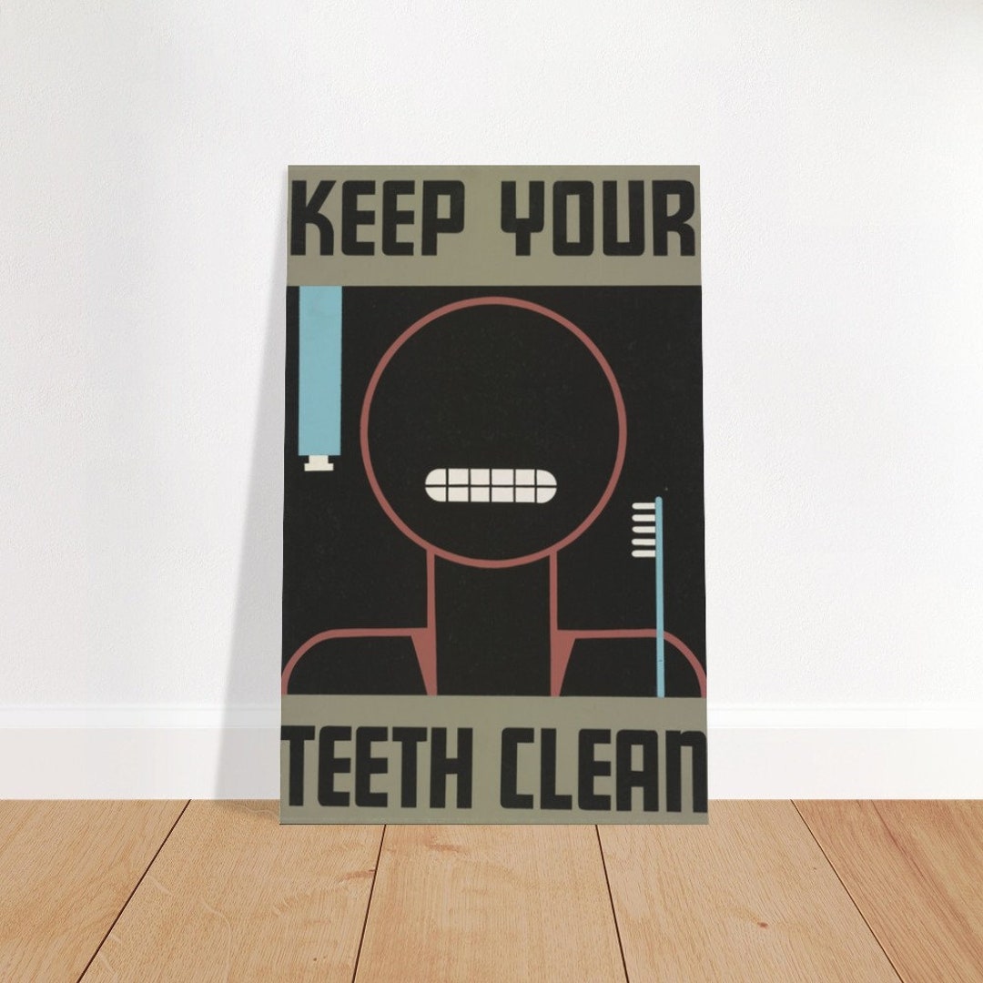 Vintage Keep Your Teeth Clean Poster Print - 1930's WPA Toothbrush, Dental Care, Dentist - Etsy