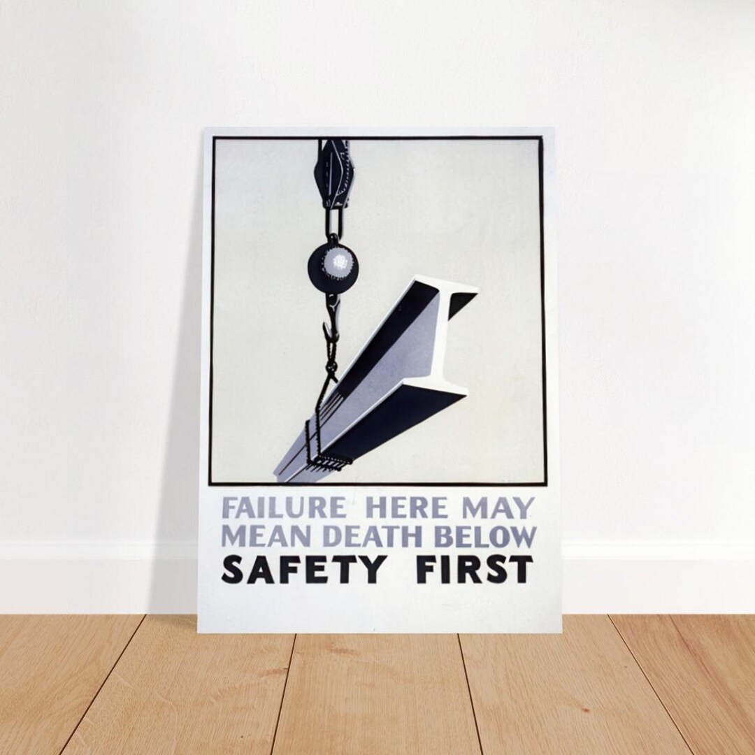 1940's Construction Safety Poster - Warning Safety First Death USA WPA ...