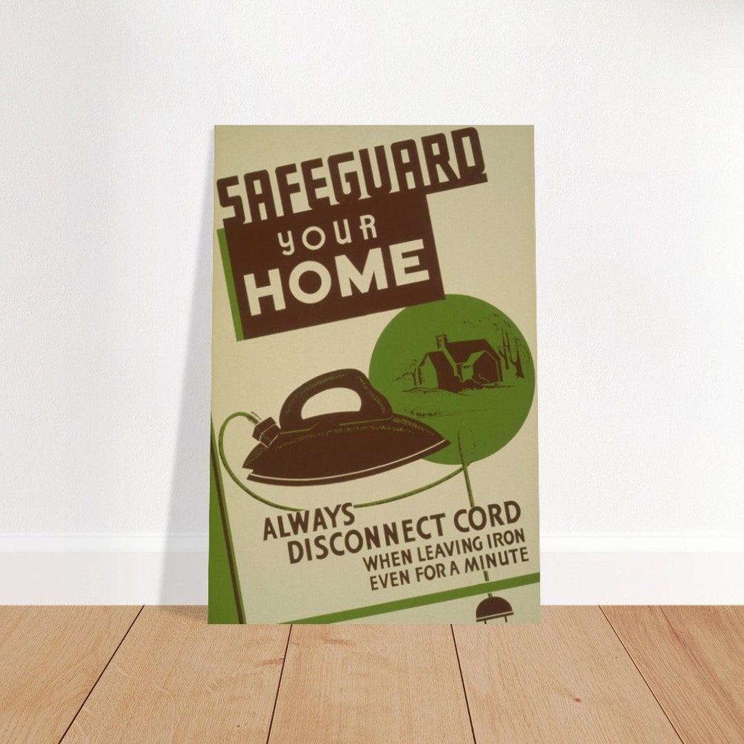 Vintage Home Electric Safety Poster Print - WPA Iron, Electricity, Cord ...