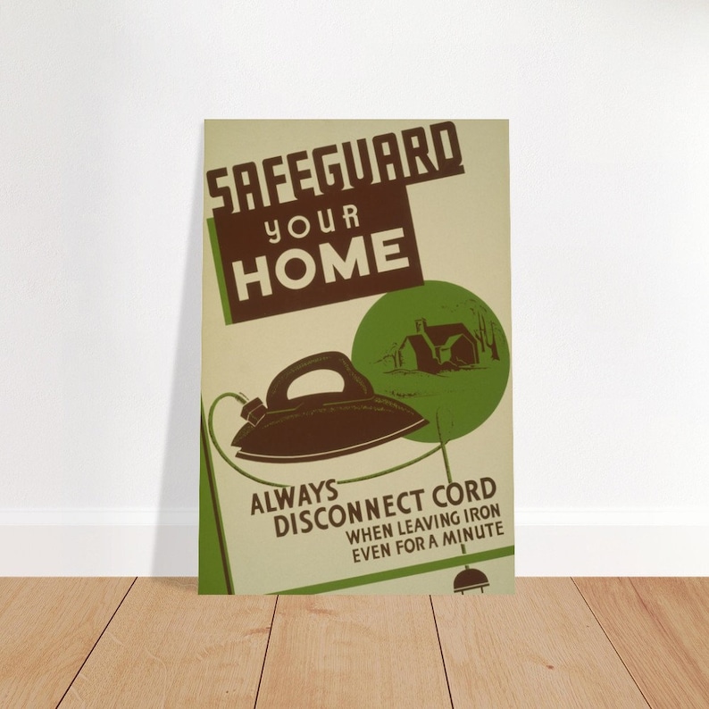 Vintage Home Electric Safety Poster Print - WPA Iron, Electricity, Cord ...