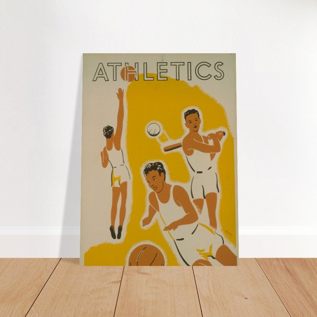 Vintage Athletics Sports Poster - 1930's WPA Basketball, Baseball ...