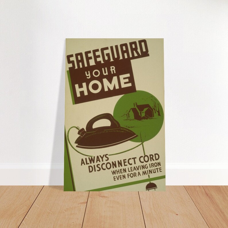 Vintage Home Electric Safety Poster Print - WPA Iron, Electricity, Cord ...