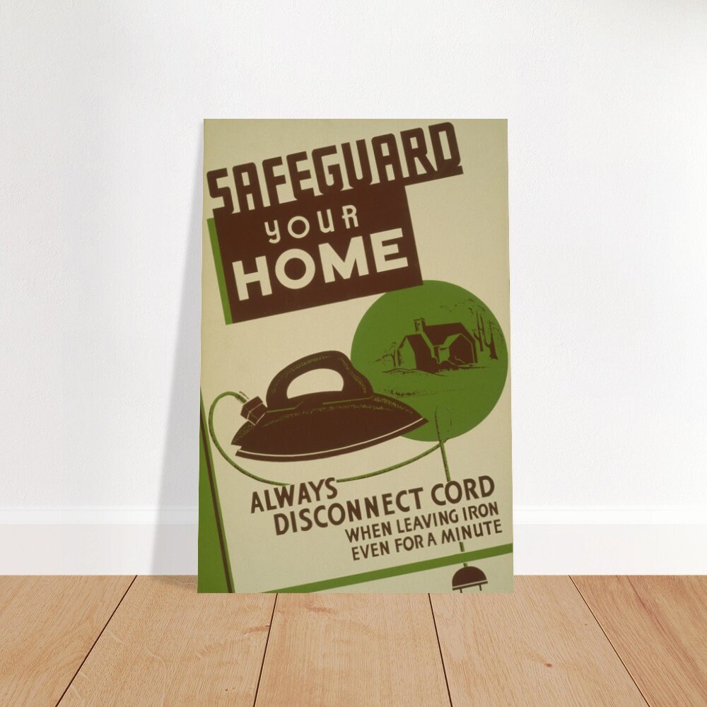 Vintage Home Electric Safety Poster Print - WPA Iron, Electricity, Cord ...