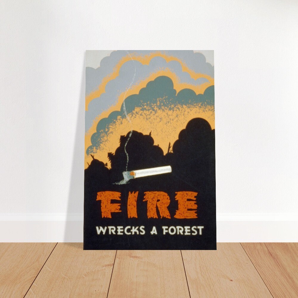 Smoking Forest Fire Safety Poster 1940's WPA Print - Etsy