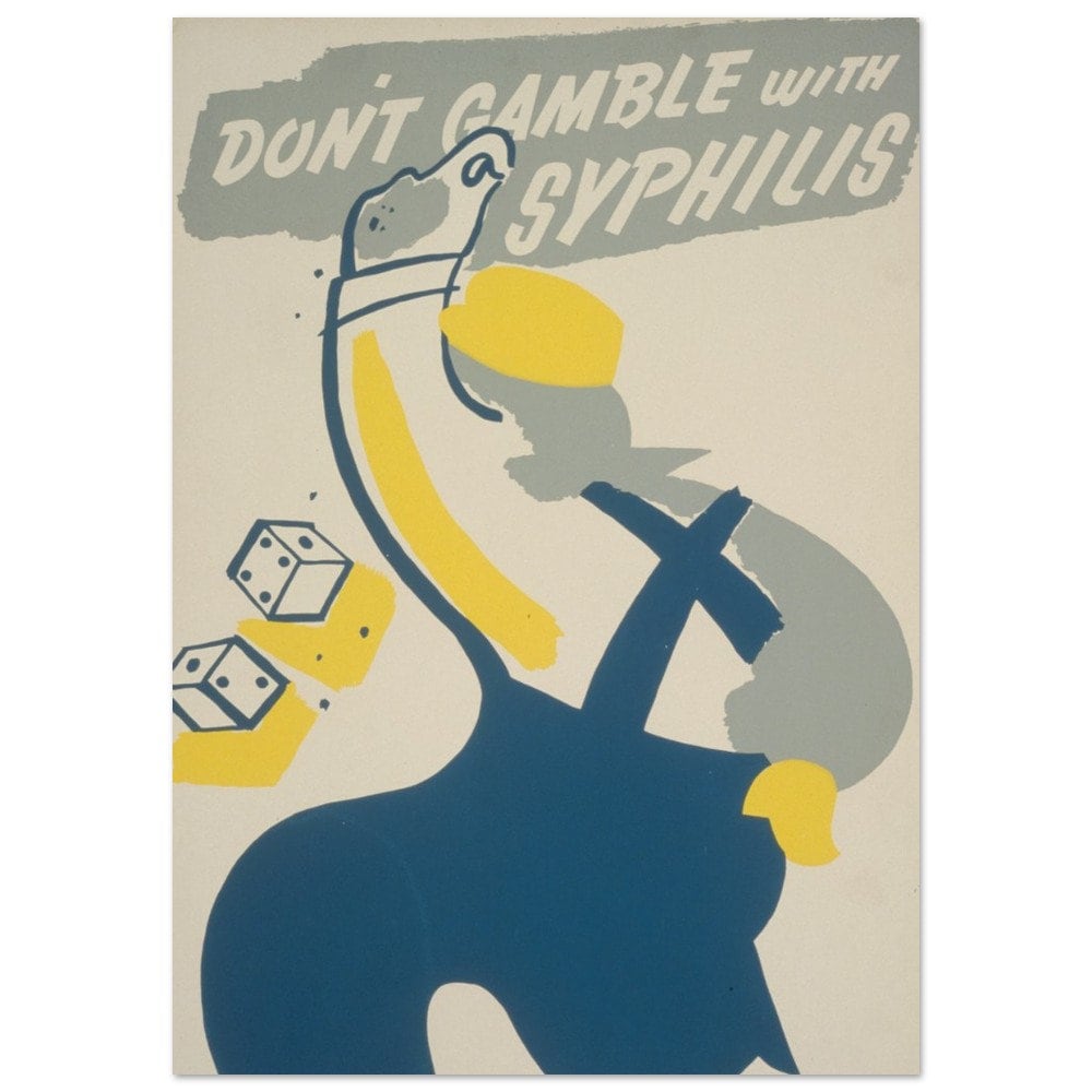 Syphilis STD 1940's Poster - Don't Gamble With Syphilis - Etsy