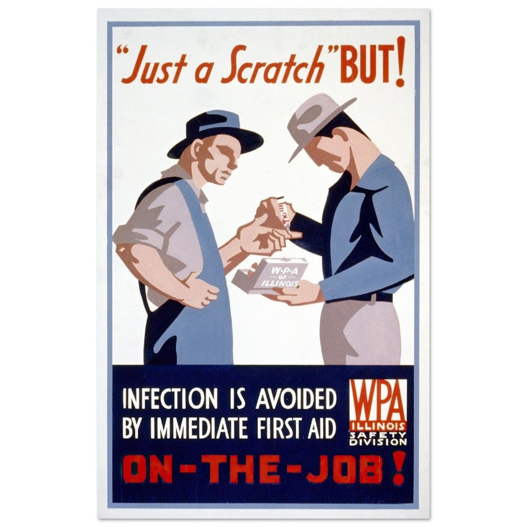 WPA 1930's Infection First Aid Poster - Work Job Safety - Etsy