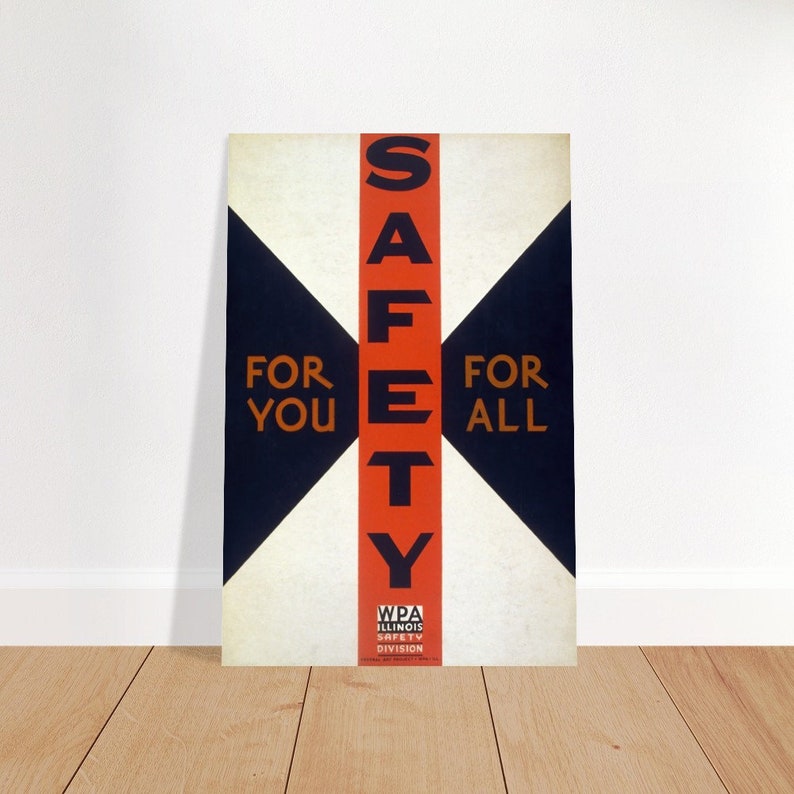 1930's Antique Work Safety Poster WPA Illinois - Safety for You, Safety ...