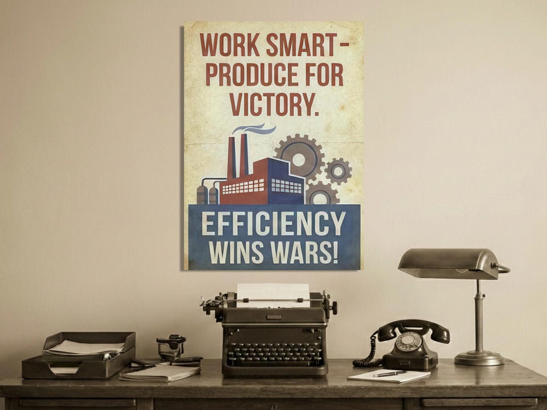 Efficiency Wins Wars! - Vintage 1940's WW2 Poster - Work Smart - Etsy