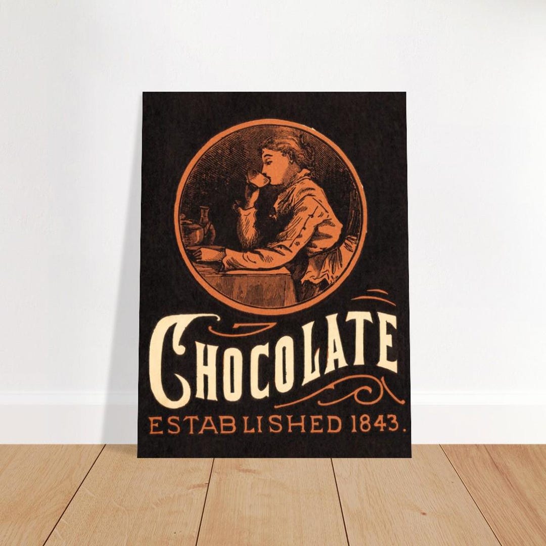Vintage Victorian Chocolate Poster - 1890's Hot Chocolate Kitchen Art ...
