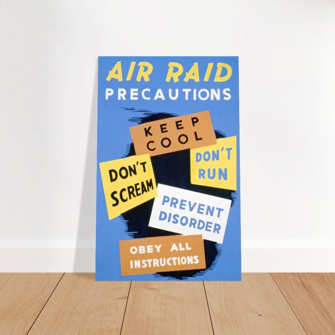Vintage WWI Air Raid Bunker Poster WPA World War WW1 Print Safety - Etsy