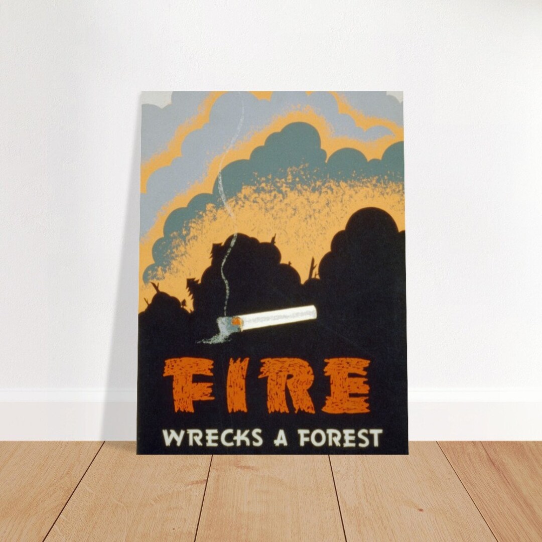 Smoking Forest Fire Safety Poster 1940's WPA Print - Etsy