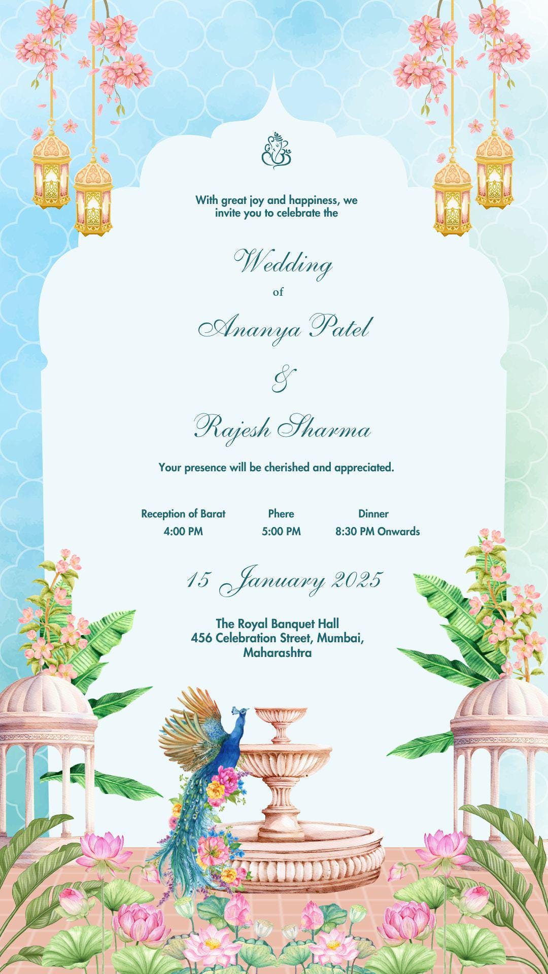 Elegant Indian Wedding Invitation Templates | Printable | Editable | - Etsy