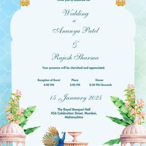 Elegant Indian Wedding Invitation Templates | Printable | Editable | - Etsy