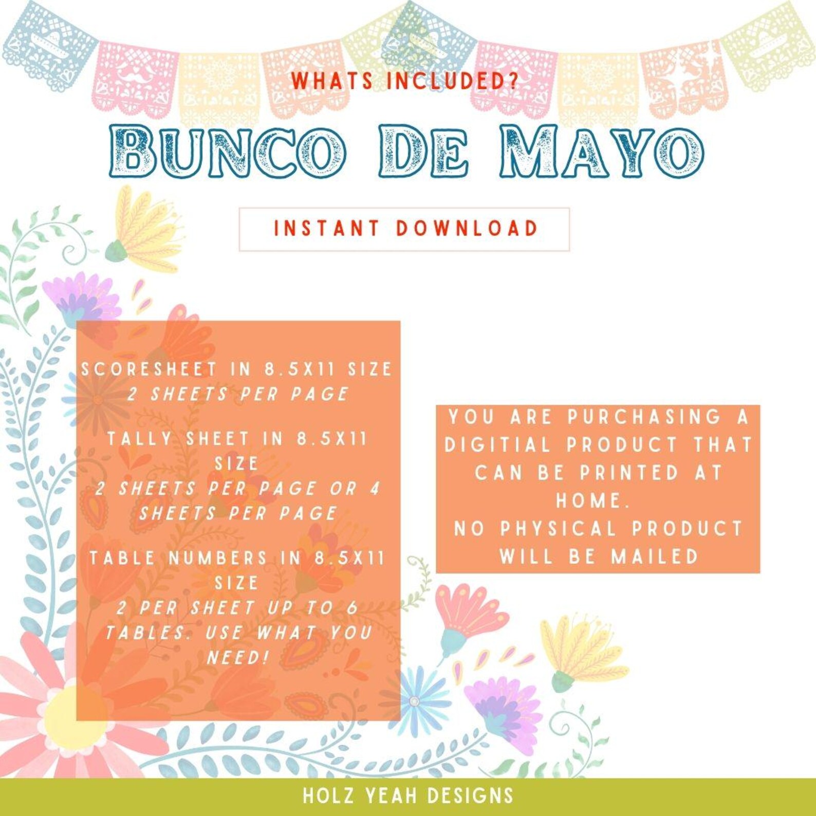 Bunco De Mayo Theme - Ladies Night Bunco - Bunco Scoresheet-bunco Tally ...
