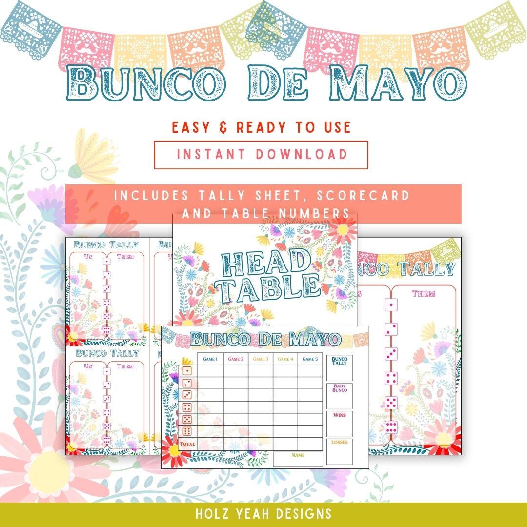 Bunco De Mayo Theme - Ladies Night Bunco - Bunco Scoresheet-bunco Tally ...