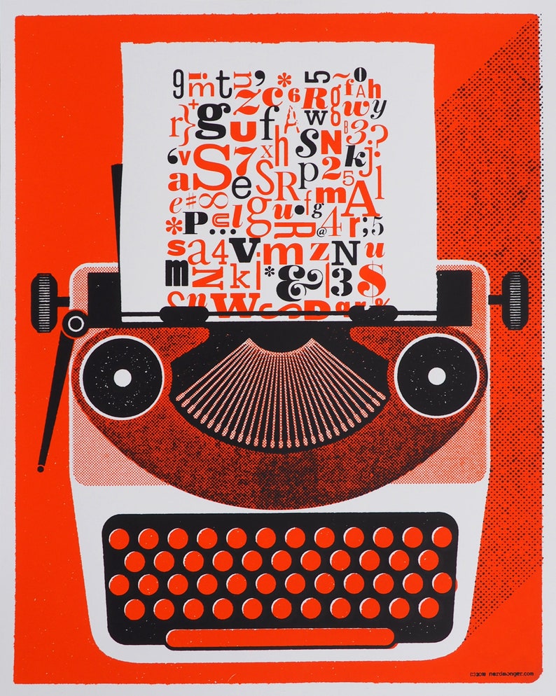Typewriter Screen Print Art - Etsy
