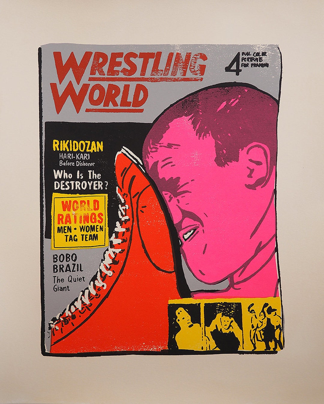 Wrestling Magazine Screen Print - Etsy