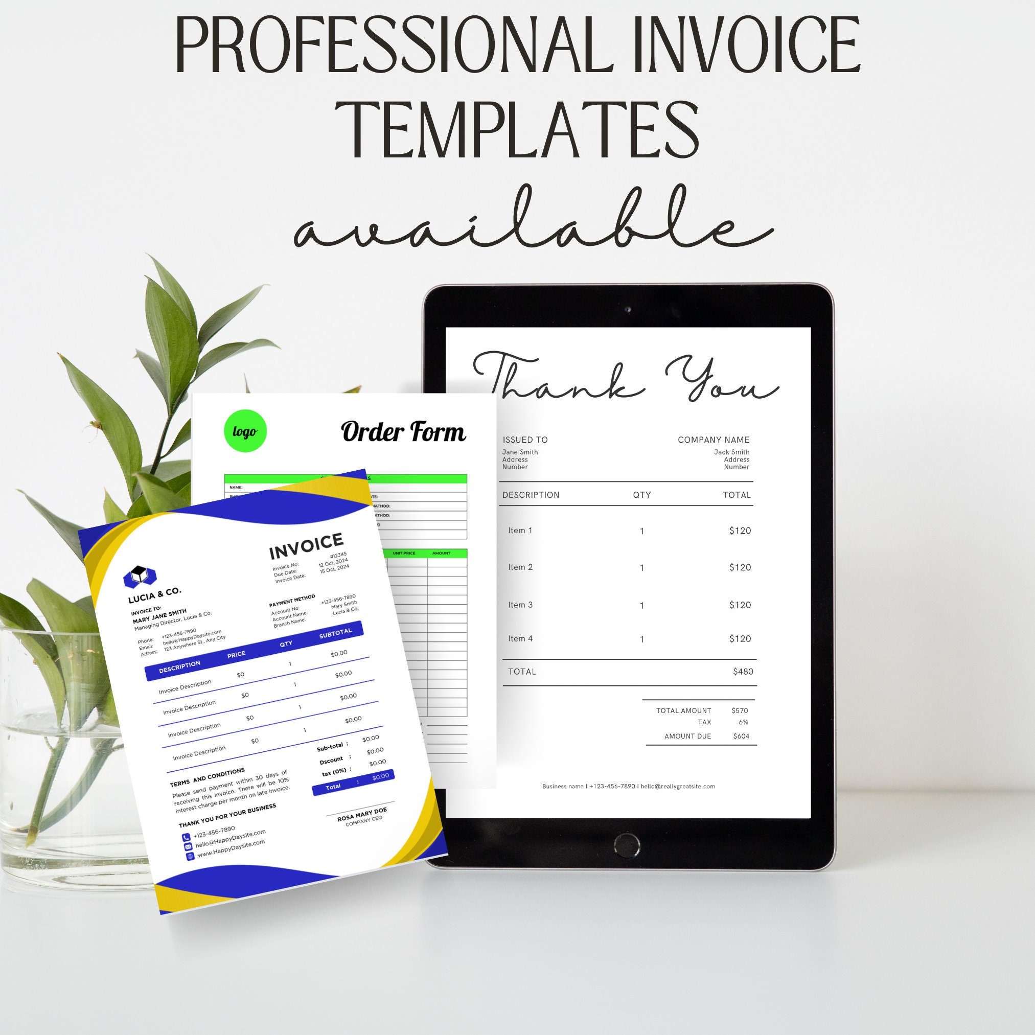 Professional Invoice Templates, Invoice Editable, Printable Small ...