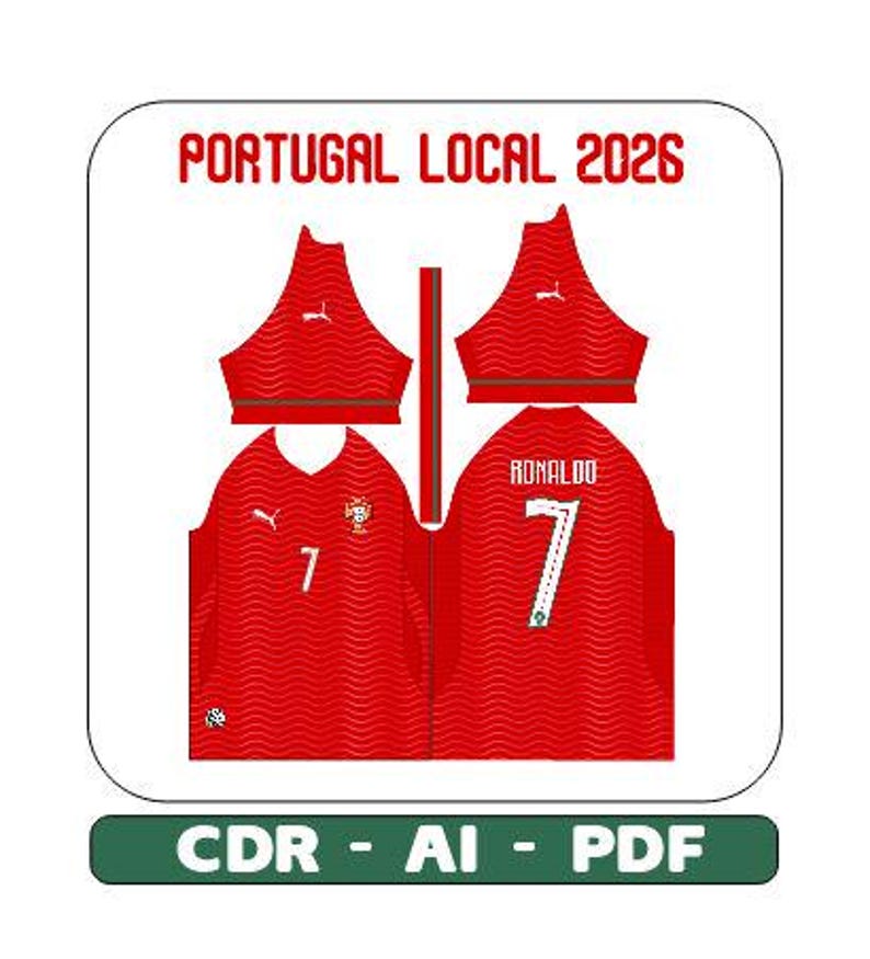 Portugal 2026 Jersey Sublimation Template | Soccer Shirt Design AI CDR ...