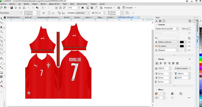 Portugal 2026 Jersey Sublimation Template | Soccer Shirt Design AI CDR ...