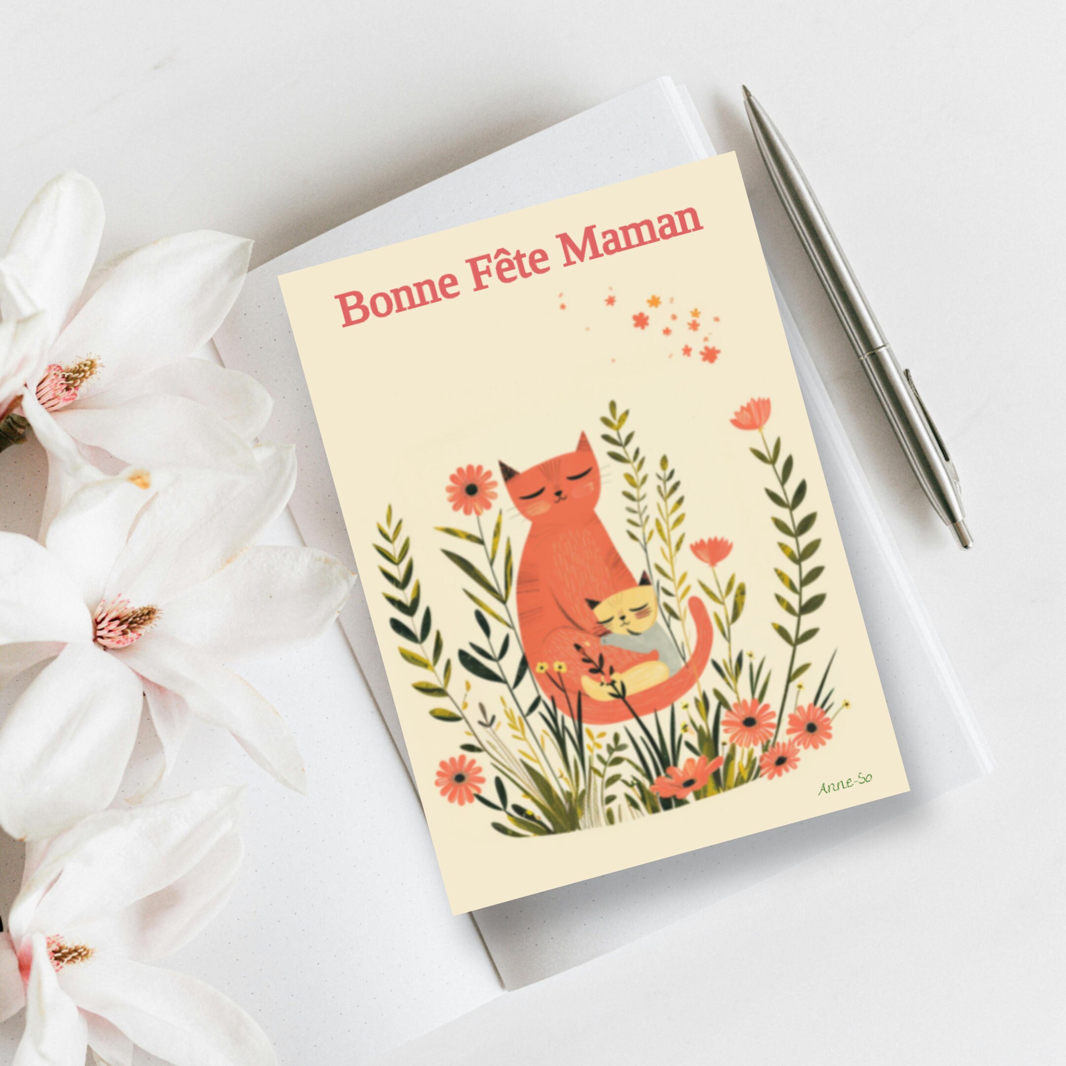 Fete Des Meres, Carte, Elegante, Simple, Digitale, Virtuelle ...