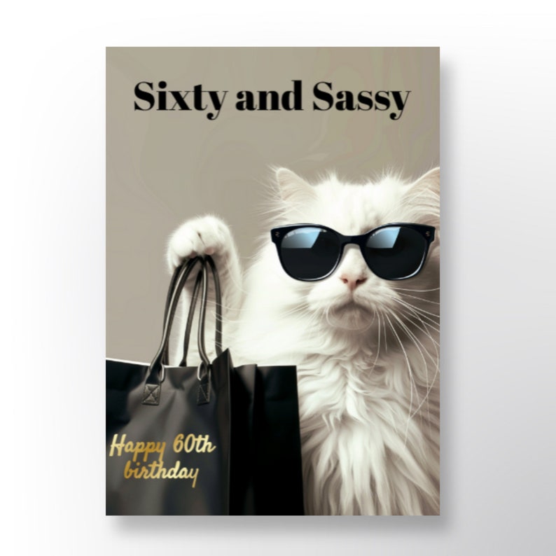 Humourous Birthday Cards, 60th Birthday Card, Sixty Birthday Card, Cat ...