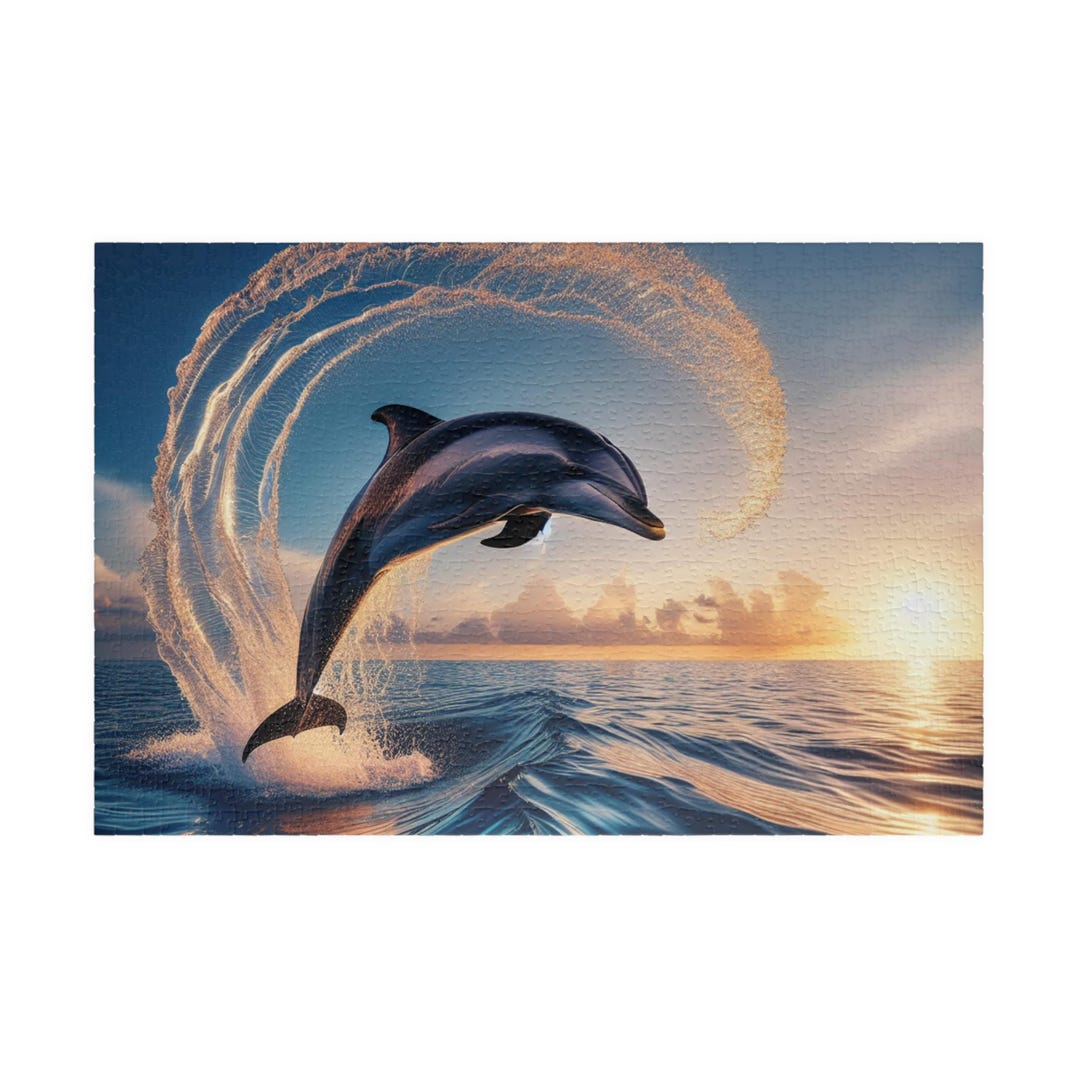 Jigsaw Puzzle, Dolphin Design Ocean Animal Lover Gift, Fun Indoor ...