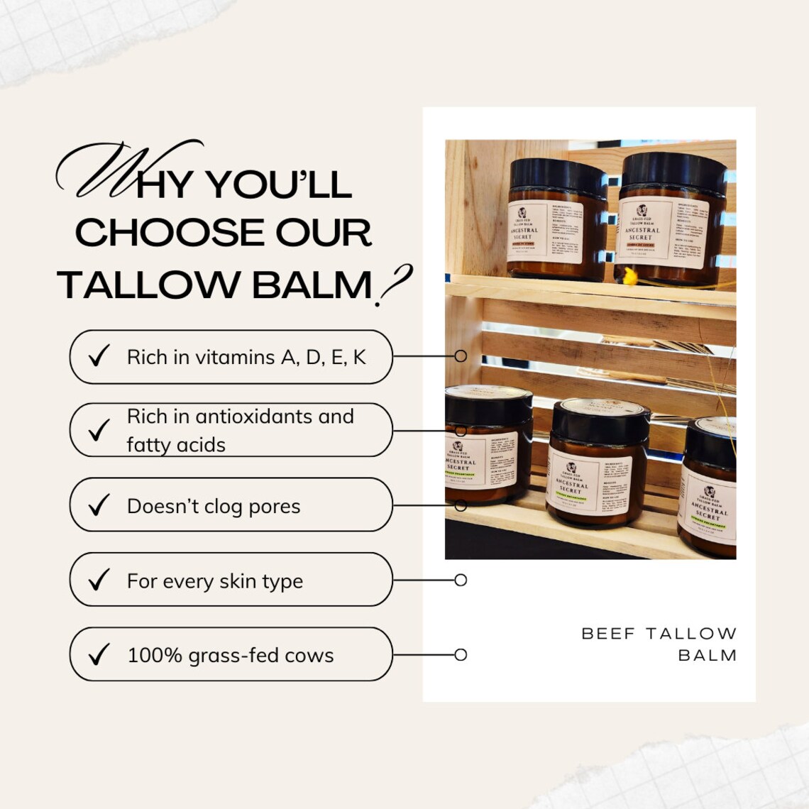 Estrella Dorada Grass Fed Beef Tallow Balm, Beef Tallow for Eczema ...