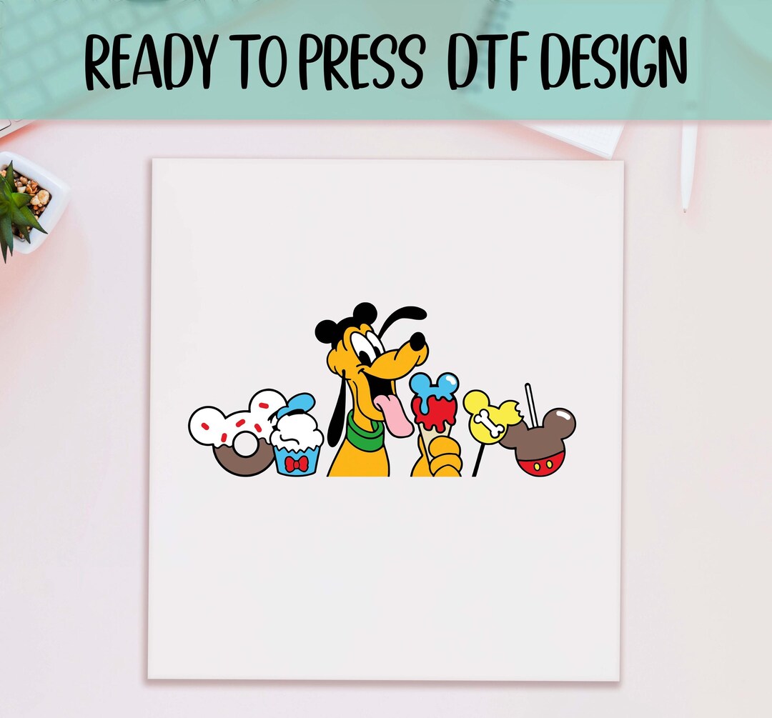 Pluto Snacks Ready to Press DTF, Mickey Head Snacks Print, Heat Press ...
